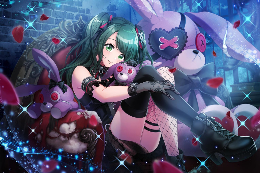 Safebooru - blush d4dj dress green hair long hair red eyes shimizu esora smile twintails | 3310687