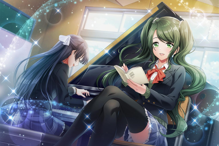 Safebooru - blush d4dj dress green hair long hair red eyes shimizu esora smile | 3310686