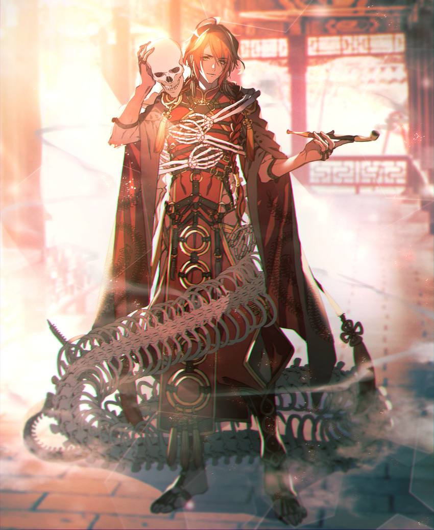 Safebooru - 1boy absurdres bangs blurry bone cape character request ...