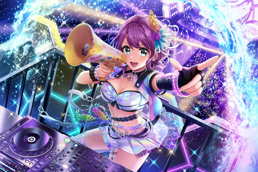 Safebooru - 1girl blue eyes blush d4dj dress hidaka saori purple hair short hair smile | 3319735