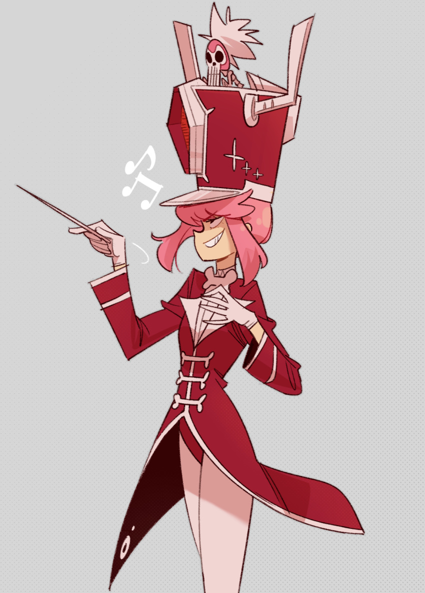 Safebooru - 1girl bangs baton bone cape conductor dotted background ...