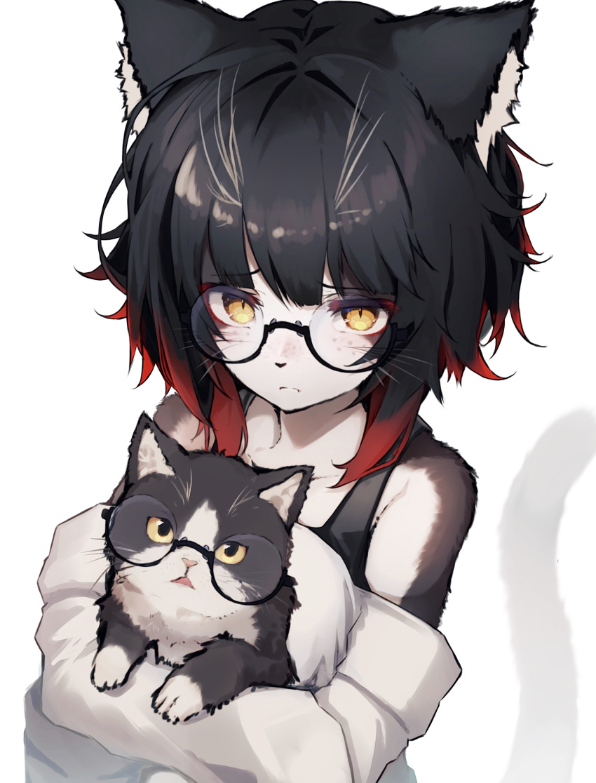 Safebooru - 1girl absurdres animal animal ears bangs black hair blunt bangs cat cat ears cat ...