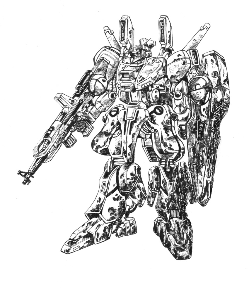 Safebooru - clenched hand greyscale gun gundam gundam mk v gundam ...