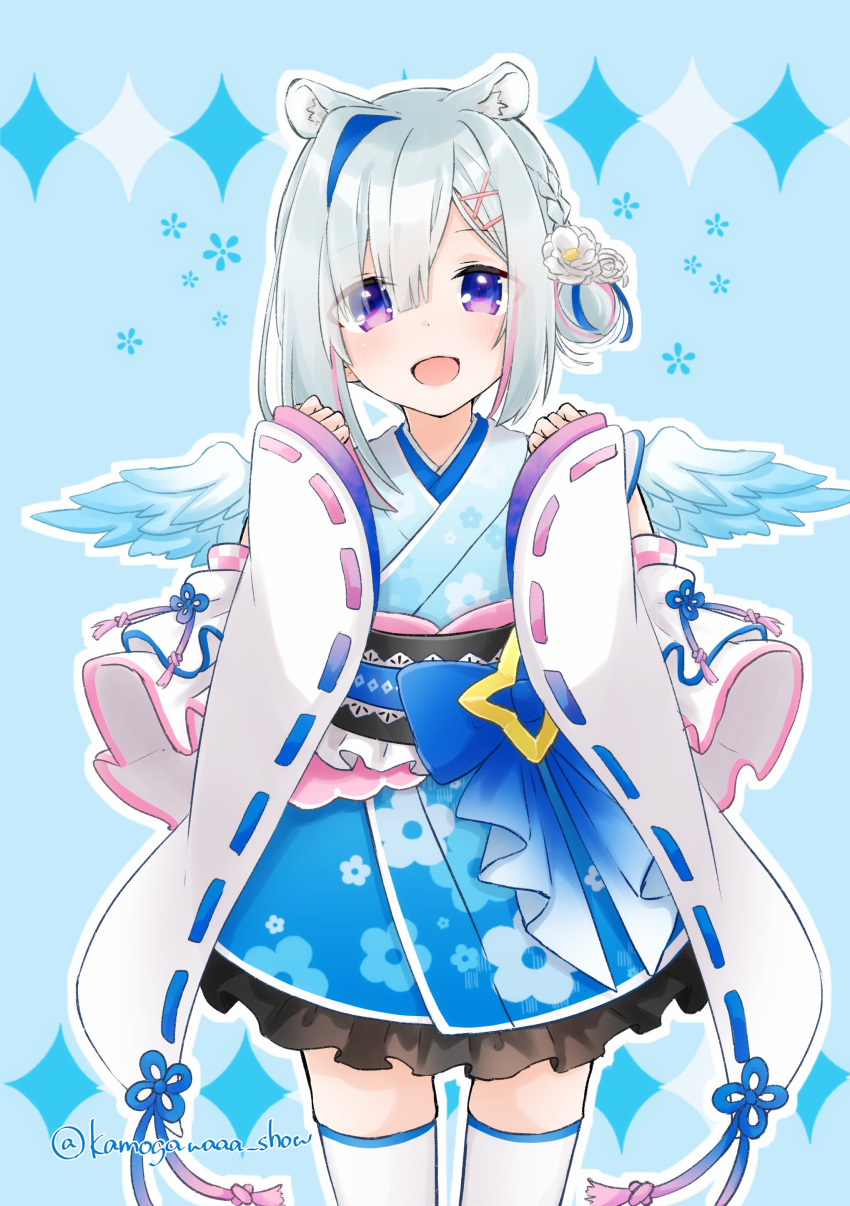 Safebooru - 1girl absurdres amane kanata angel wings animal ears blue hair blush colored inner ...