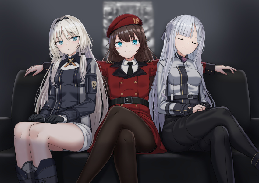 Safebooru - 3girls ak-12 (girls frontline) an-94 (girls frontline) bangs belt beret black gloves ...