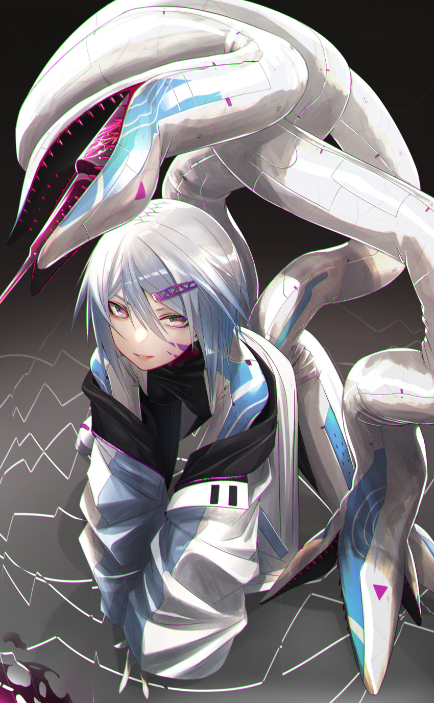 Safebooru - 1girl absurdres all fours android blue hair chromatic ...