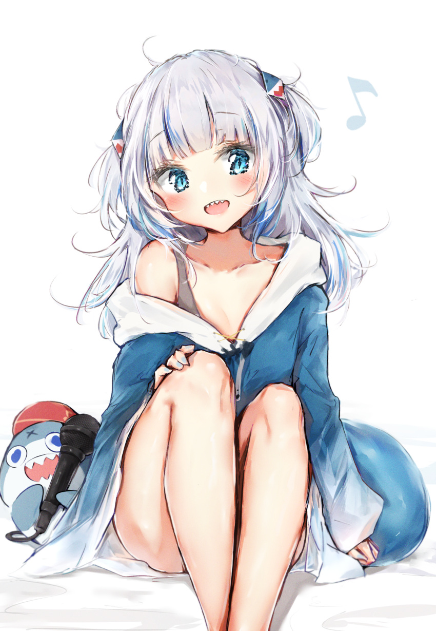 Safebooru - 1girl bangs bloop (gawr gura) blue eyes blue hair blue jacket blunt bangs blush ...