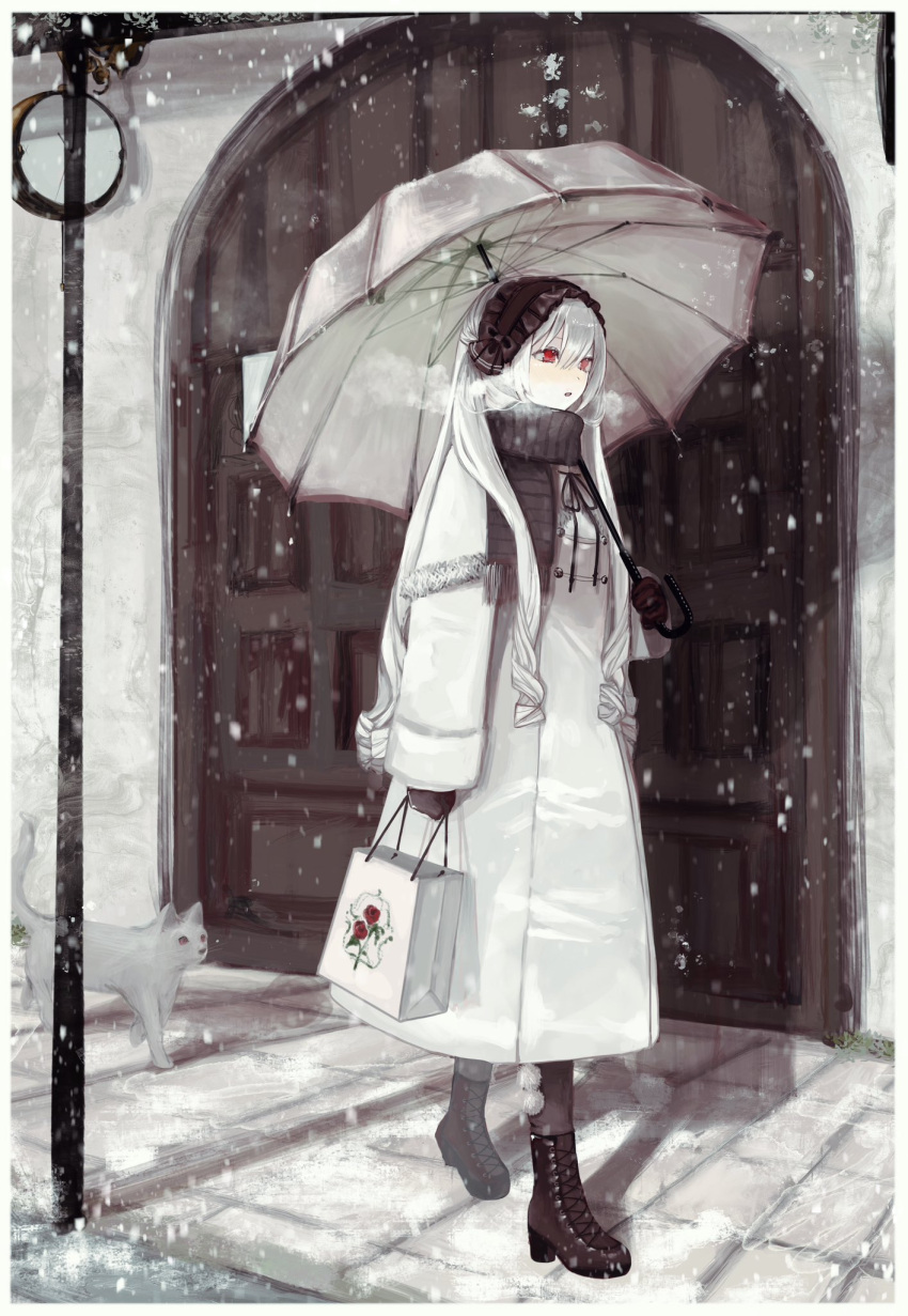 Safebooru - 1girl amazu (uzu amazu) bag black boots black gloves boots ...