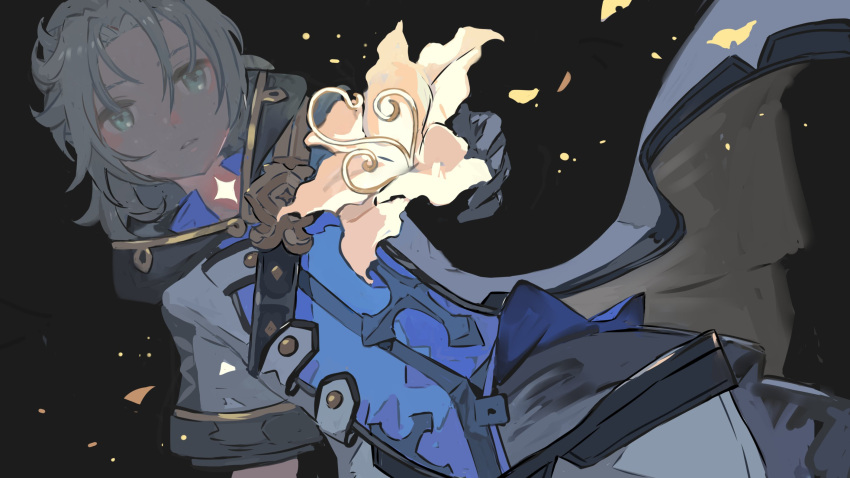 Safebooru - 1boy akaneu albedo (genshin impact) bangs black background ...