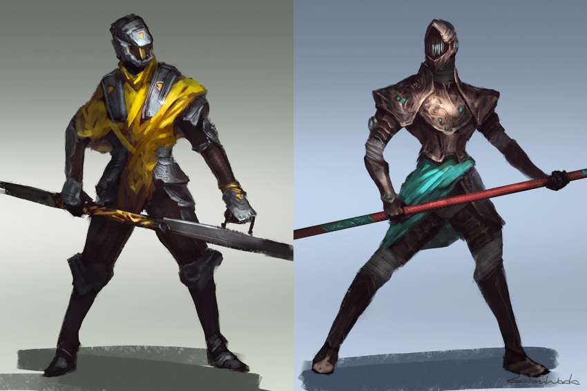 Safebooru - 2others ambiguous gender armor armored boots blue ...