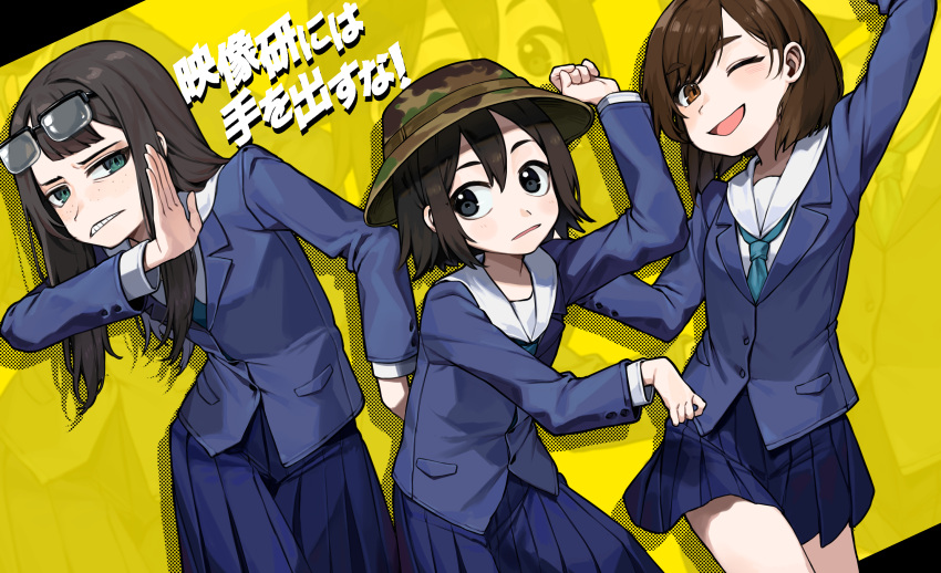 Safebooru - 3girls absurdres asakusa midori asymmetrical bangs bangs black eyes blazer blue ...