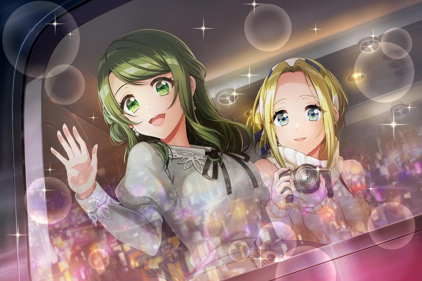 Safebooru - blue eyes blush d4dj dress green hair long hair shimizu esora | 3342973