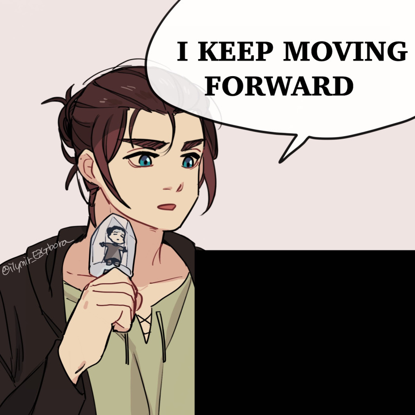 Safebooru - 1boy 1girl black coat black hair black jacket blue eyes brown hair coat crystal eren ...