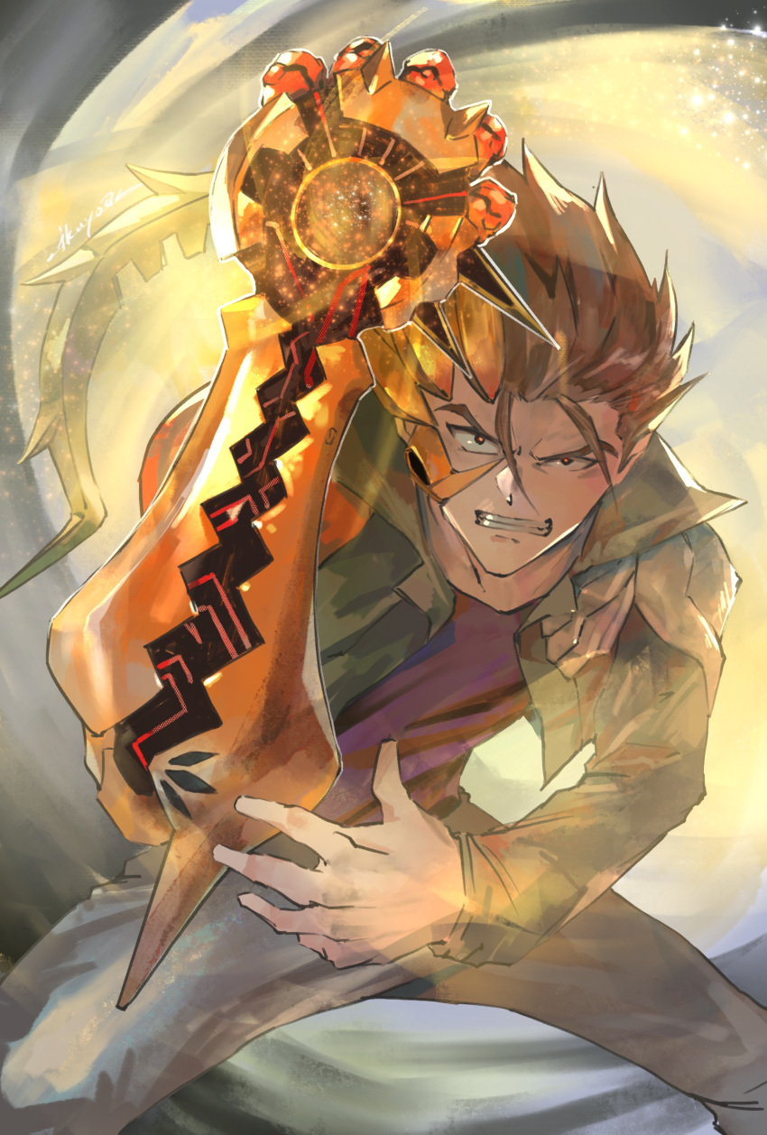 Safebooru - 1boy absurdres brown hair clenched hand clenched teeth ...