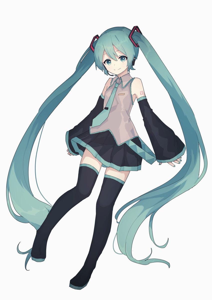 Safebooru - 1girl absurdres aqua eyes aqua hair aqua nails aqua neckwear black footwear black ...