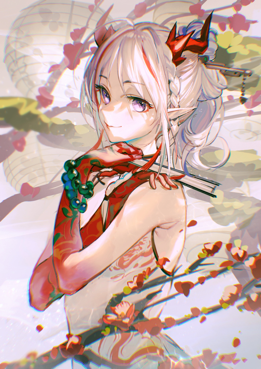 Safebooru - 1girl absurdres arknights bangs bare shoulders bead bracelet beads bracelet braid ...