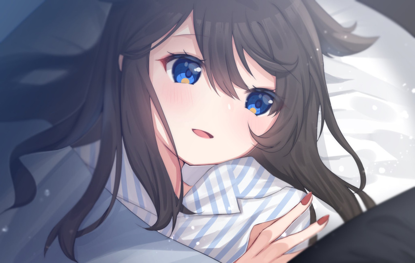 Safebooru - 1girl ahoge alternate costume alternate hairstyle black hair blue eyes commentary ...