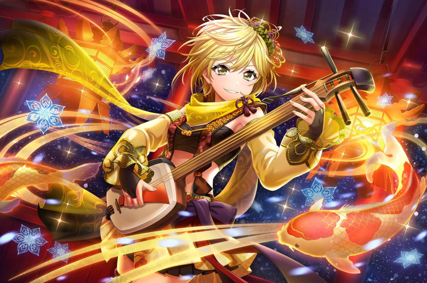 Safebooru - blonde hair blush d4dj green eyes new year short hair smile tsukimiyama nagisa ...