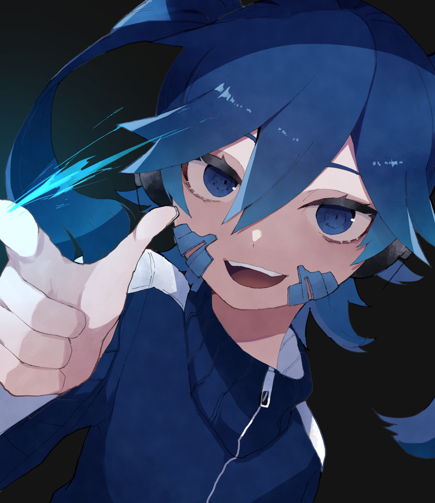 Safebooru - 1girl :d blue eyes blue hair ene (kagerou project) finger ...