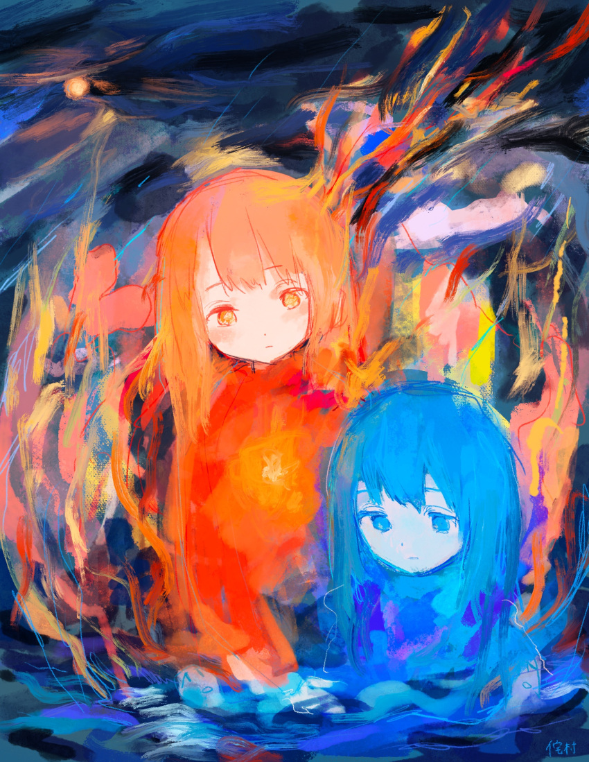Safebooru 2girls Abstract Blue Eyes Blue Hair Blush Highres Multiple 5295