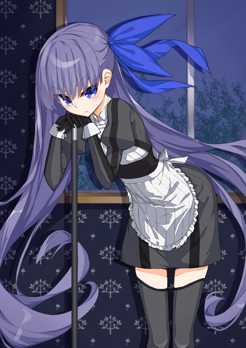 Safebooru - 1girl absurdres alternate costume apron bangs black dress black gloves black legwear ...