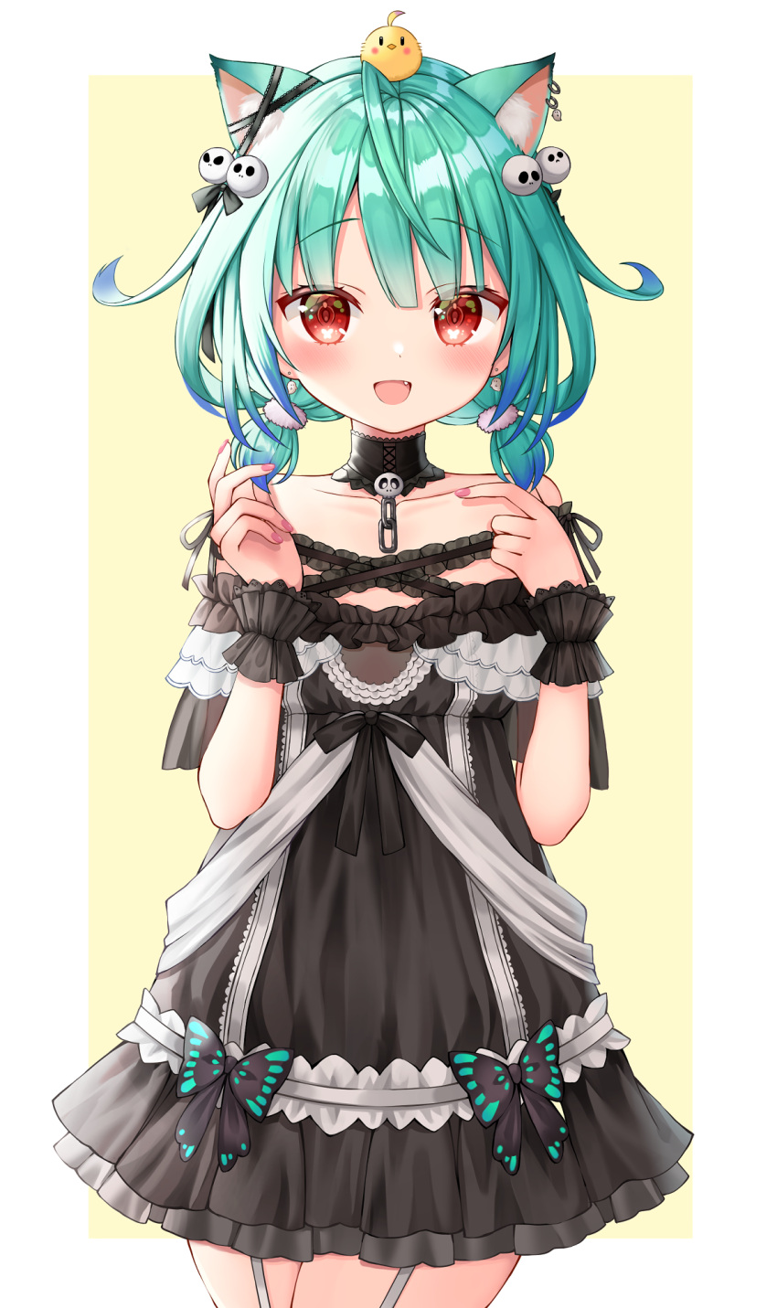 Safebooru - 1girl :d animal animal ear fluff animal ears animal on head bangs bird black bow ...