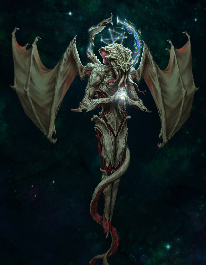 Safebooru - absurdres cthulhu cthulhu mythos dragon wings halo highres ...