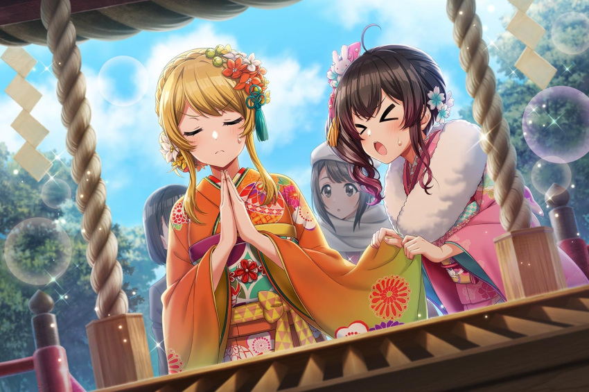 Safebooru - aimoto rinku blonde hair blush closed eyes d4dj kimono long hair | 3356092