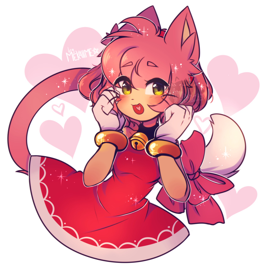 Safebooru - 1girl :3 :d alternate species amy rose animal ears artist name blush bow breasts cat ...