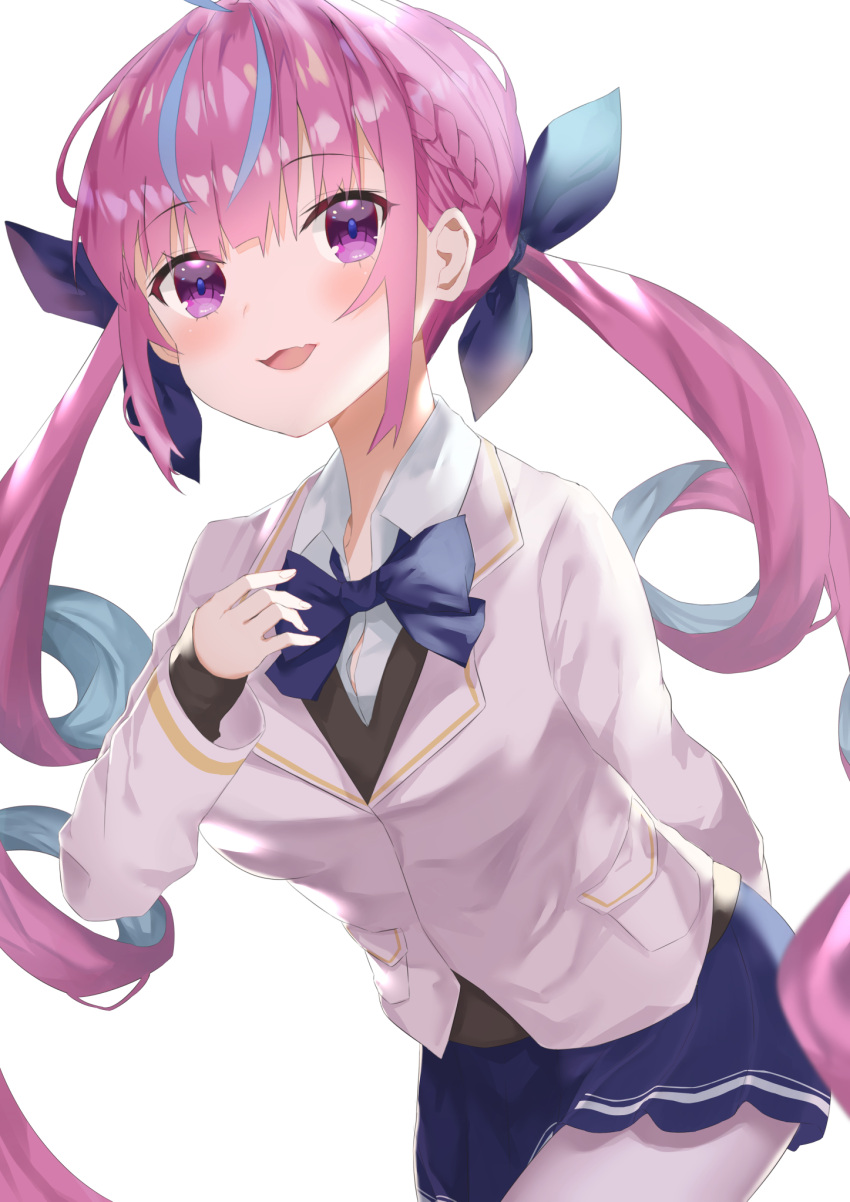 Safebooru - 1girl ahoge arm behind back bangs blue hair blush braid ...