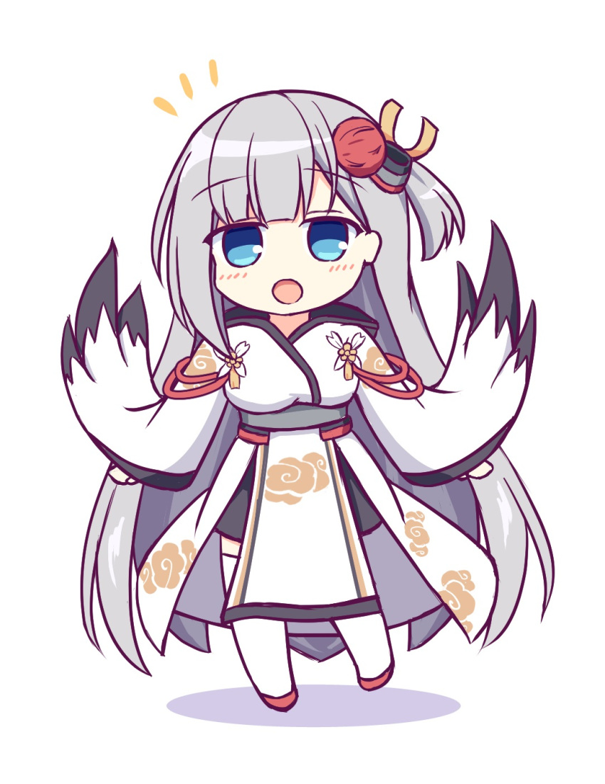 Safebooru - 1girl azur lane blue eyes chibi flower grey hair hair ...