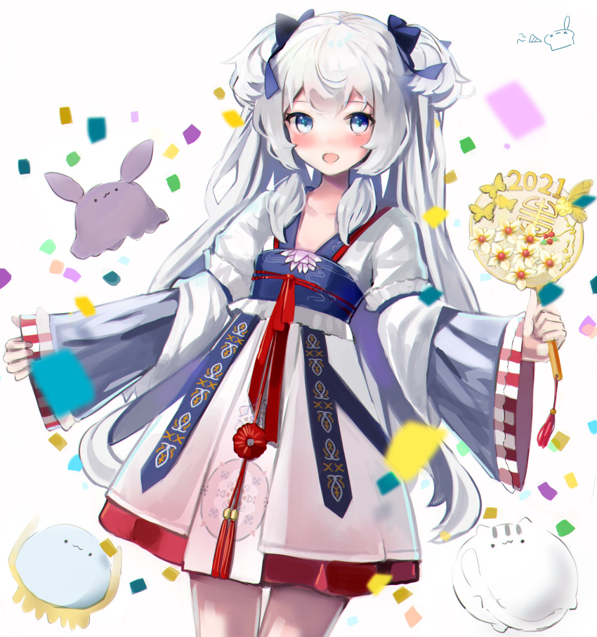 Safebooru - 1girl absurdres black bow bow chinese clothes grey hair ...