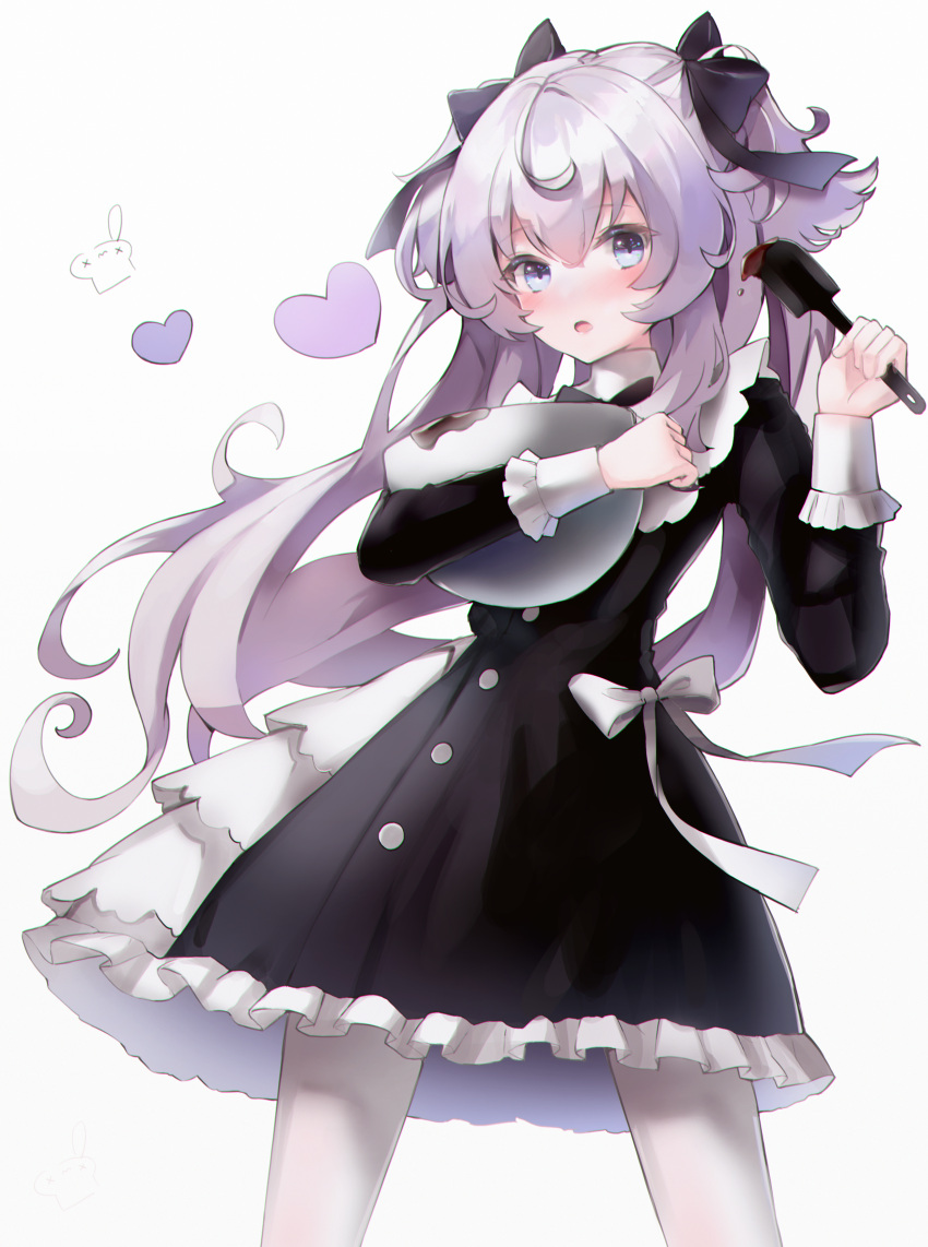 Safebooru - 1girl absurdres black bow bow chocolate grey hair hair bow ...