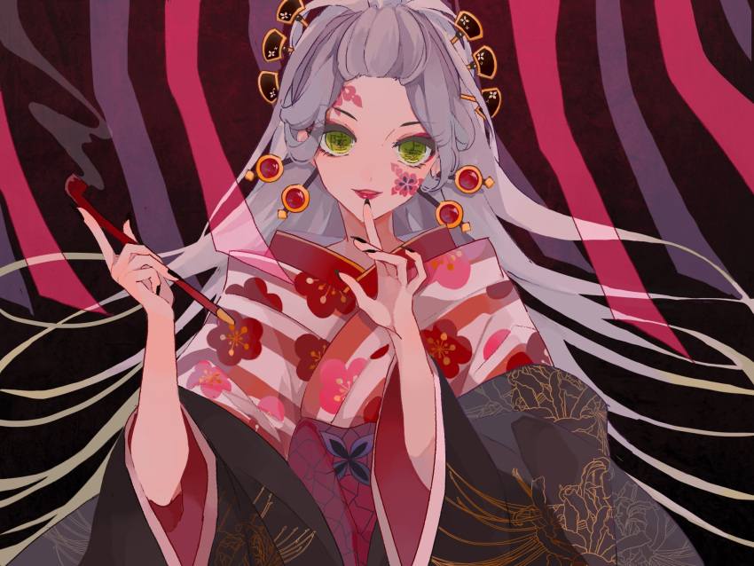 Safebooru - 1girl a-k-a-mira black nails comb daki (kimetsu no yaiba ...