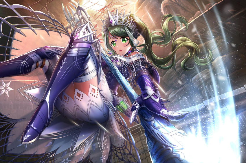 Safebooru - blush d4dj dress green eyes green hair long hair shimizu esora smile twintails ...