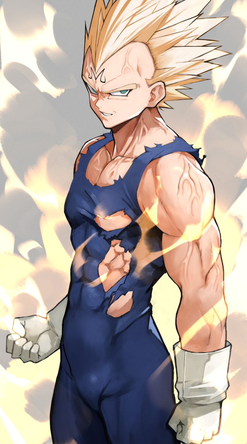 Safebooru - 1boy abs absurdres blonde hair bodysuit clenched hands ...