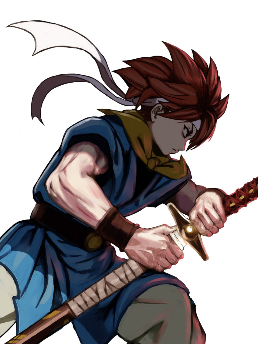 Safebooru - 1boy angry belt blue eyes chrono trigger closed mouth crono (chrono trigger) from ...