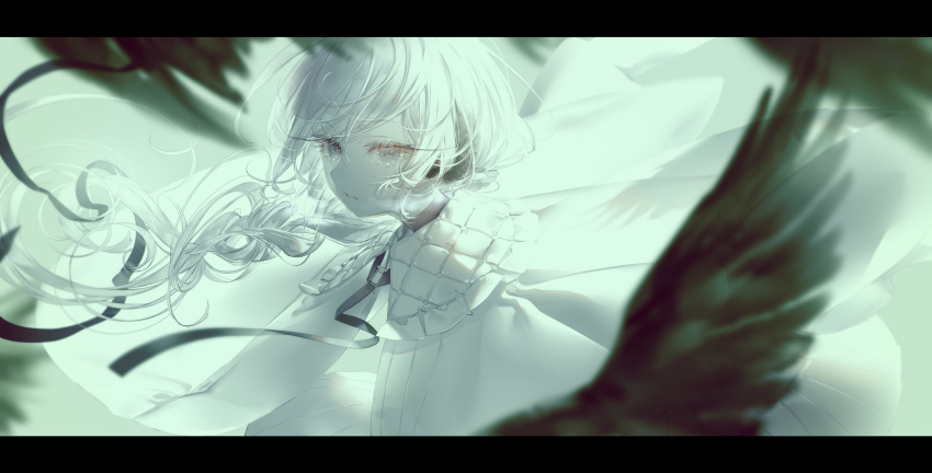 Safebooru - 1girl braid braided ponytail earmuffs feathers from side ...