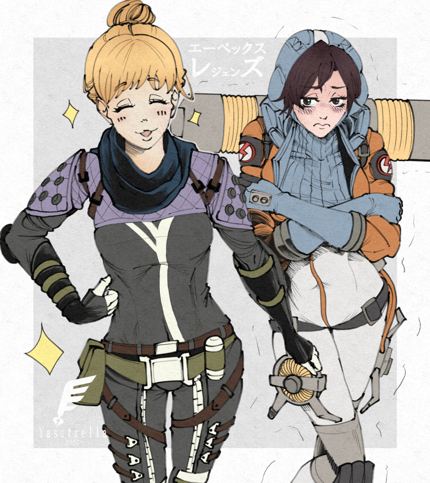 Safebooru - 2girls ^ ^ apex legends belt black gloves blonde hair ...