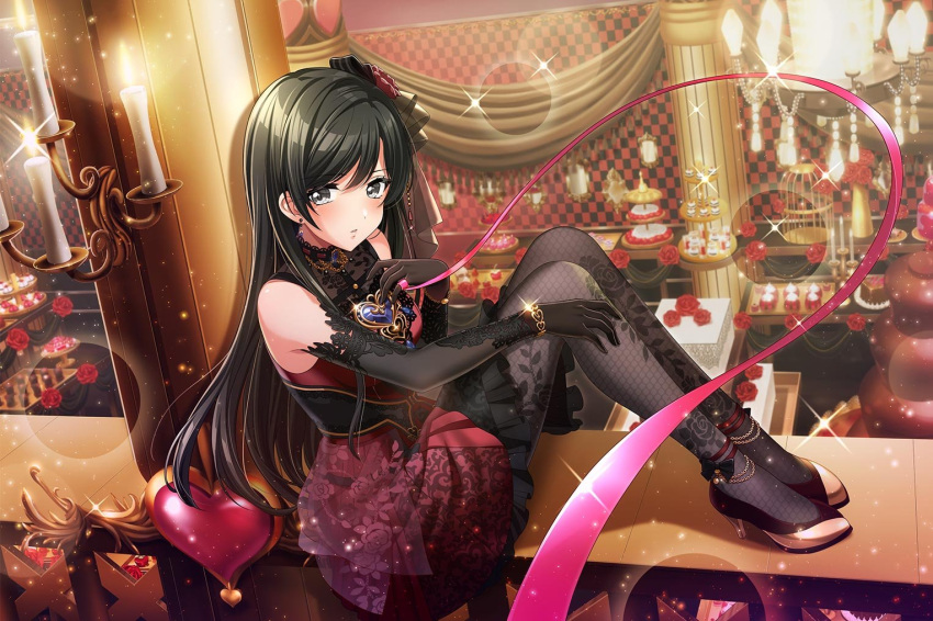 Safebooru - aoyagi tsubaki black eyes black hair blush d4dj dress long hair valentine | 3394400