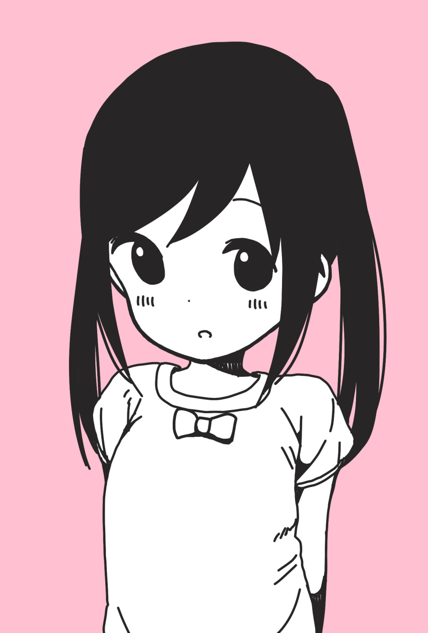 Safebooru - 1girl :o alternate hairstyle arms behind back blush bow ...