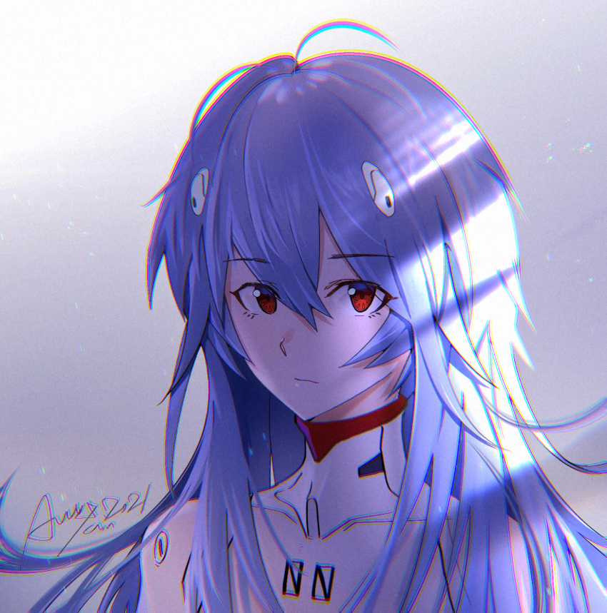 Safebooru - 1girl ahoge alenx kevin alternate hair length alternate hairstyle ayanami rei bangs ...