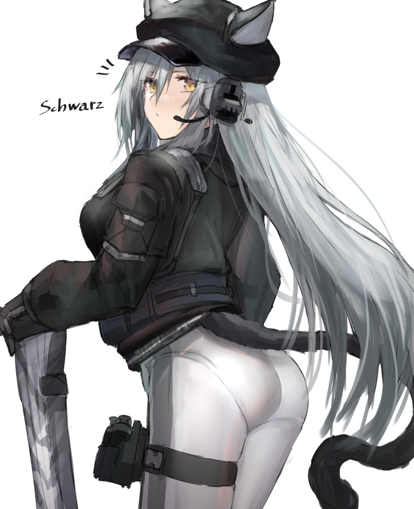 Safebooru - 1girl animal ears arknights ass bangs black headwear black jacket cabbie hat cat ...