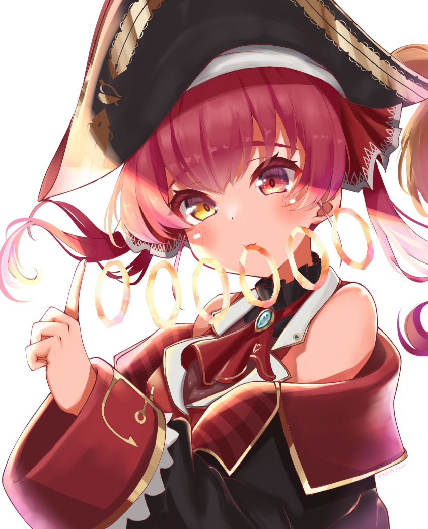 Safebooru - 1girl absurdres ascot bangs bare shoulders bicorne black coat blush breasts brooch ...