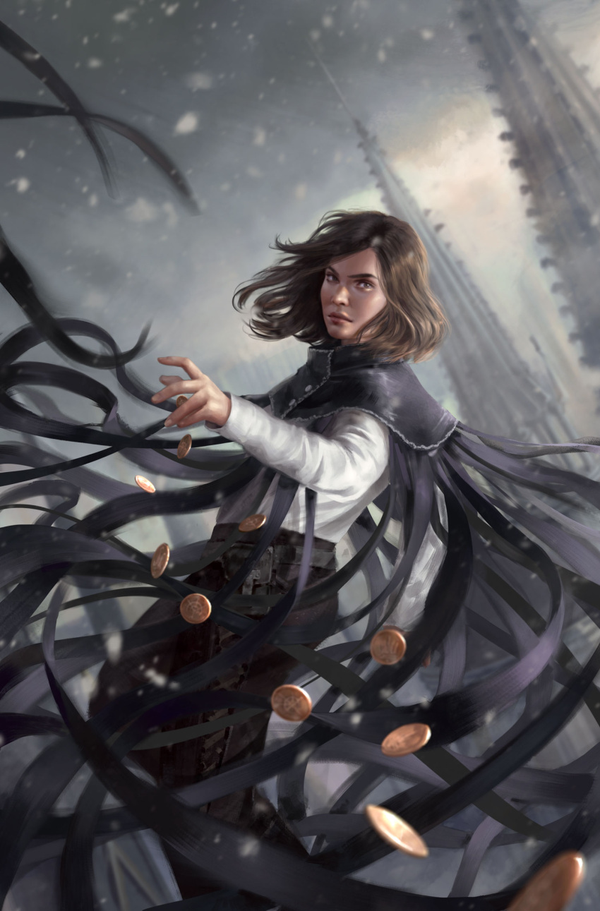 Safebooru - (cape) (cosmere) (hair (mistborn) (vin black hair) venture ...