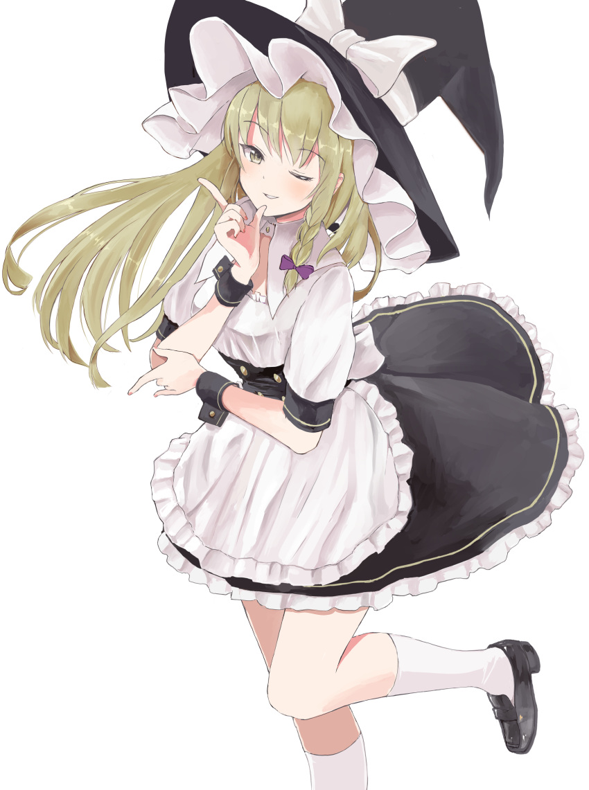 Safebooru - 1girl apron bangs black dress black footwear black headwear blonde hair blush bow ...