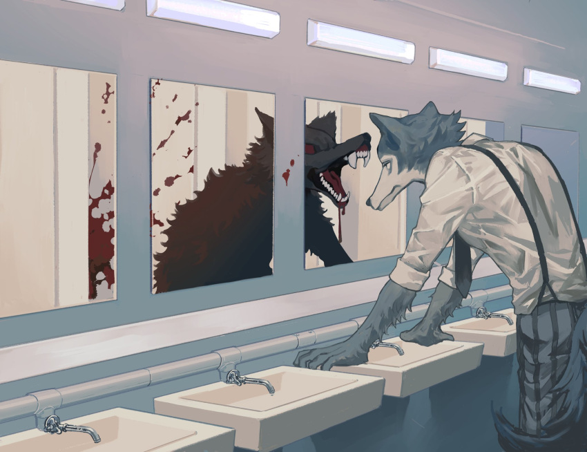 Safebooru - 1boy animal ears beastars black neckwear blood blood ...