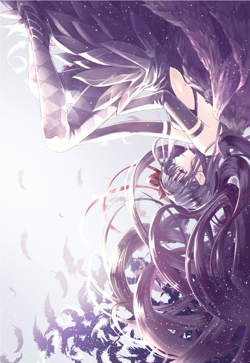 Safebooru - akemi homura akuma homura black dress black gloves black hair bow dress elbow gloves ...