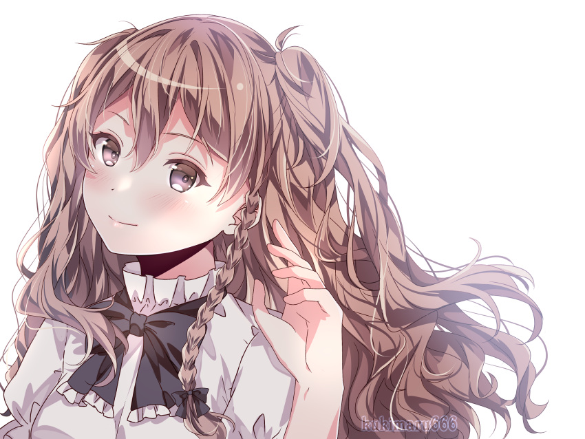 Safebooru - 1girl blonde hair blush braid closed mouth grey eyes hair between eyes highres ...