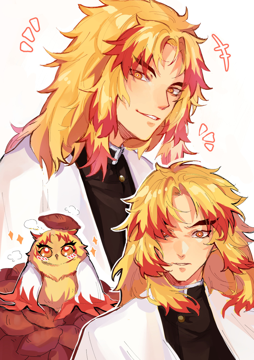 Safebooru - 1boy absurdres alternate hairstyle animalization bird blonde hair blush cape ...